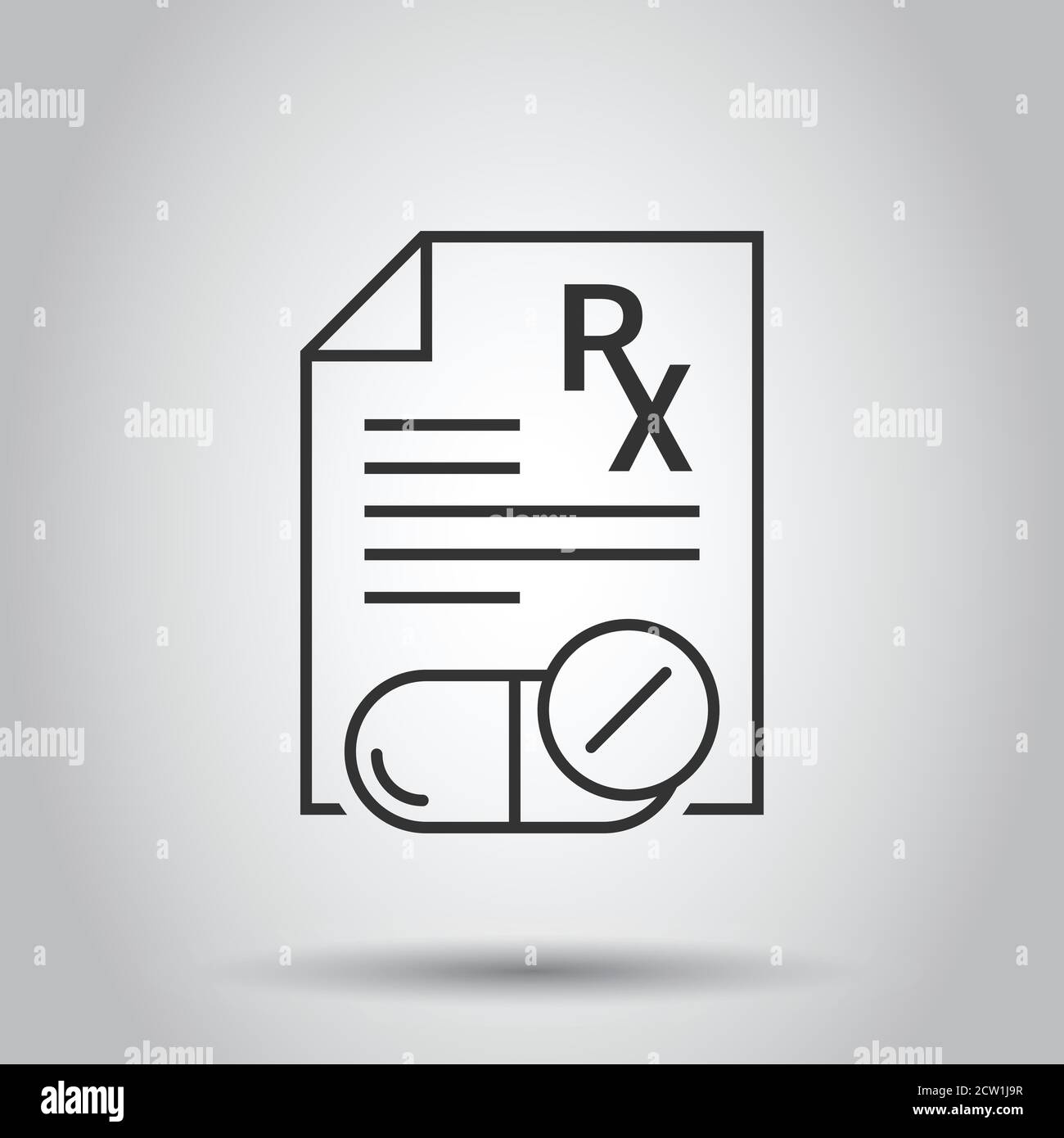 Prescription icon in flat style. Rx document vector illustration on ...