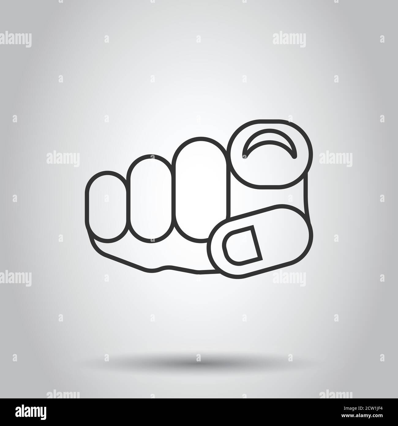 Finger point icon in flat style. Hand gesture vector illustration on ...