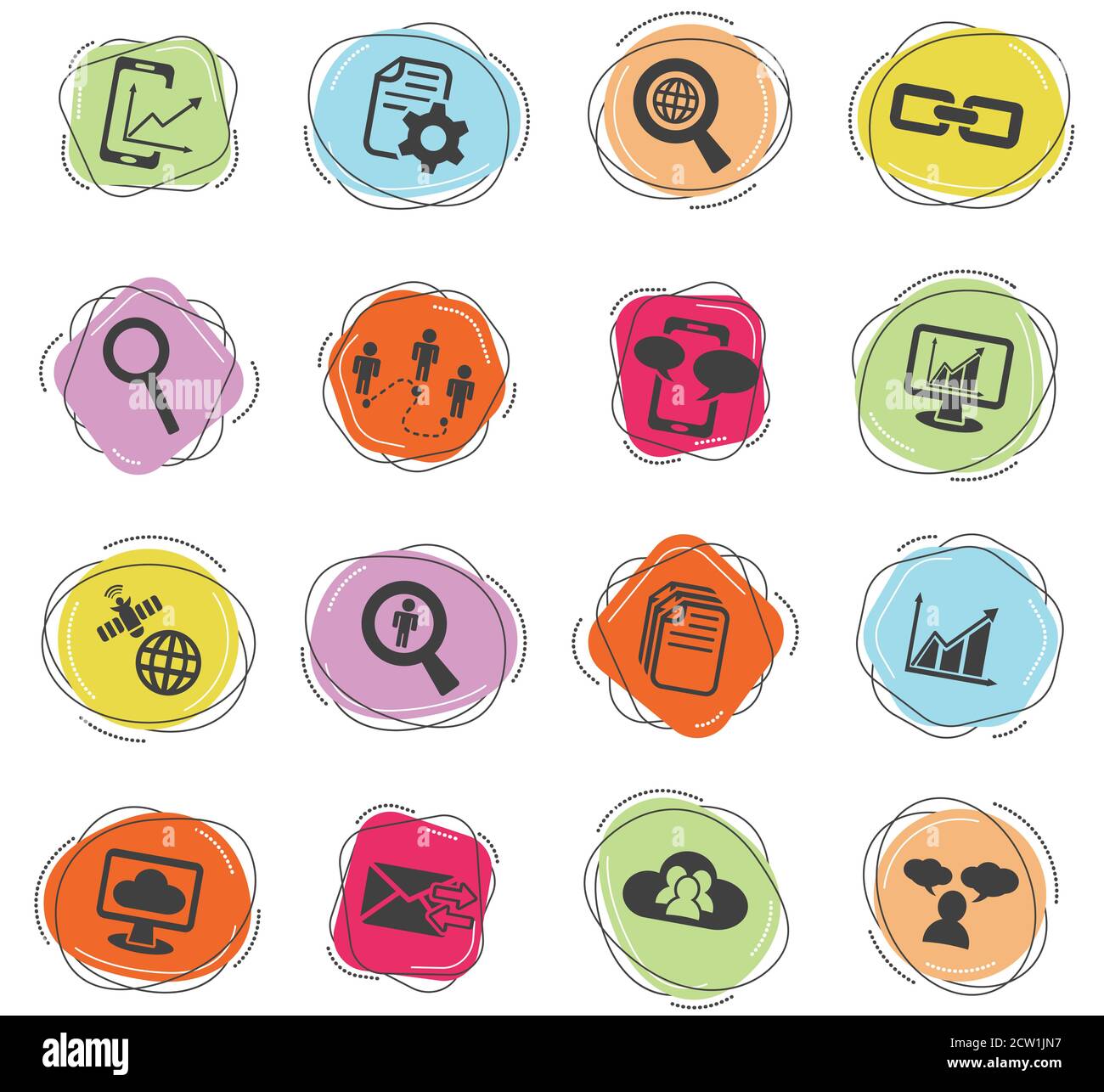 Data Analytic And Social Network Icon Set Stock Vector Image And Art Alamy