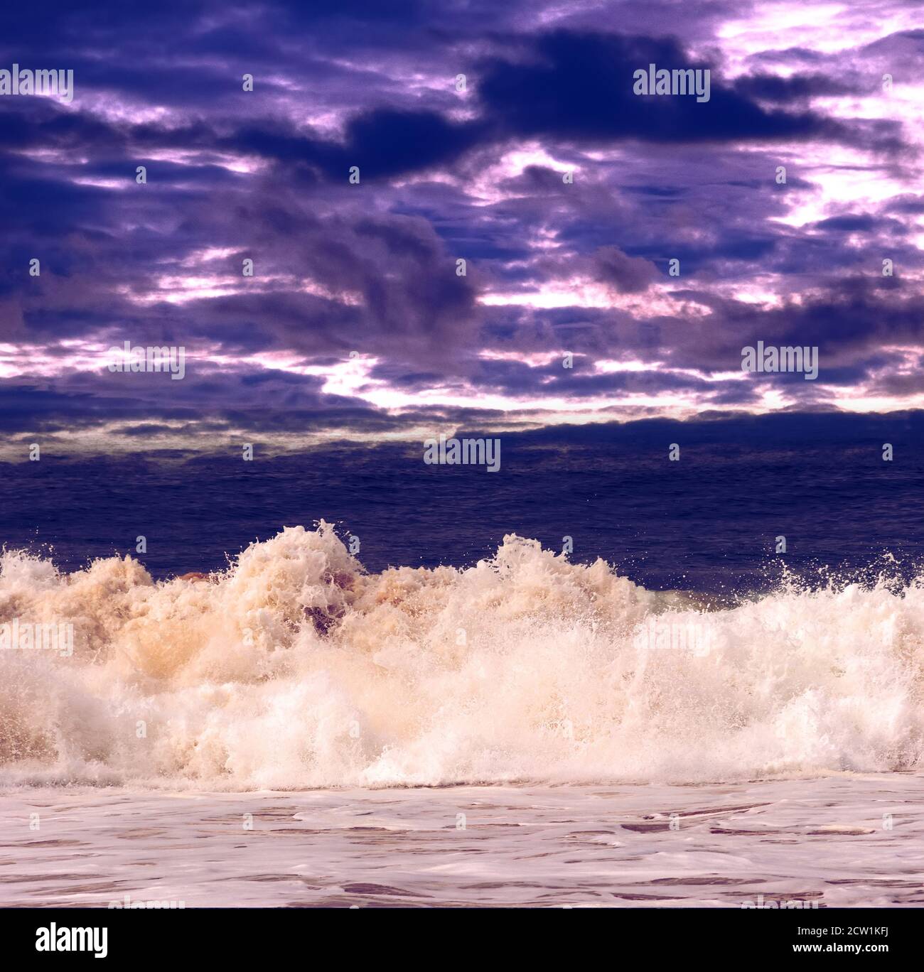 Waves of Indian ocean on island in open sea. Big waves hit shore Stock ...