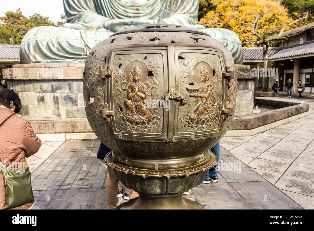 Kamakura, Japan. Inside Great Buddha (Daibutsu), large bronze statue ...