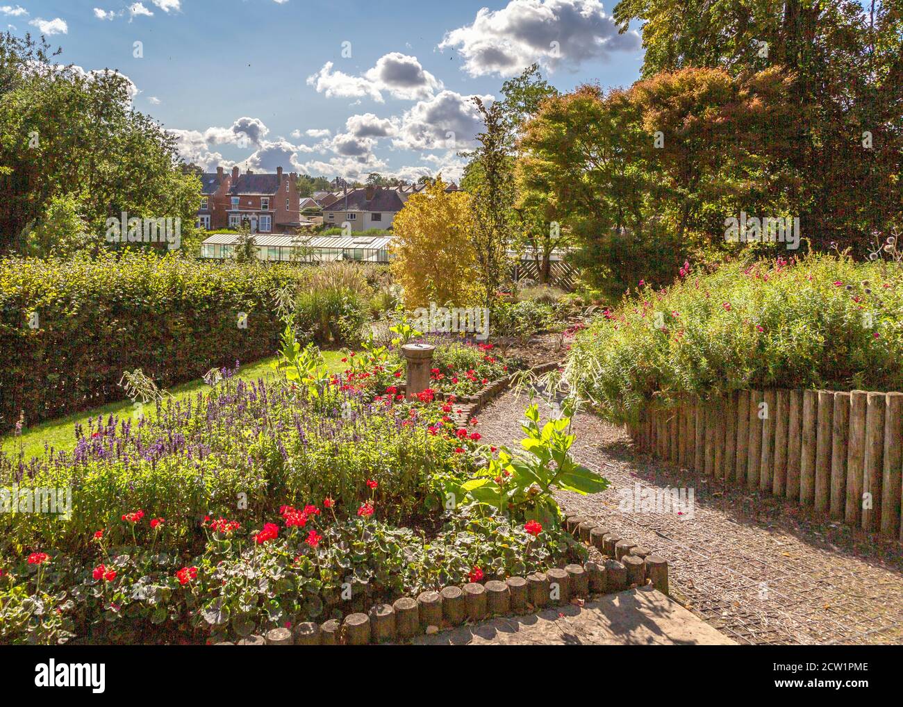 Brinton Park Kidderminster on a sunny but windy day Stock Photo - Alamy