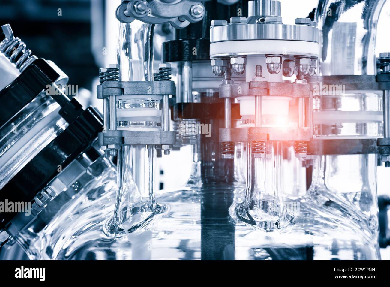 Glass laboratory chemical test tubes with liquid for analytical ...