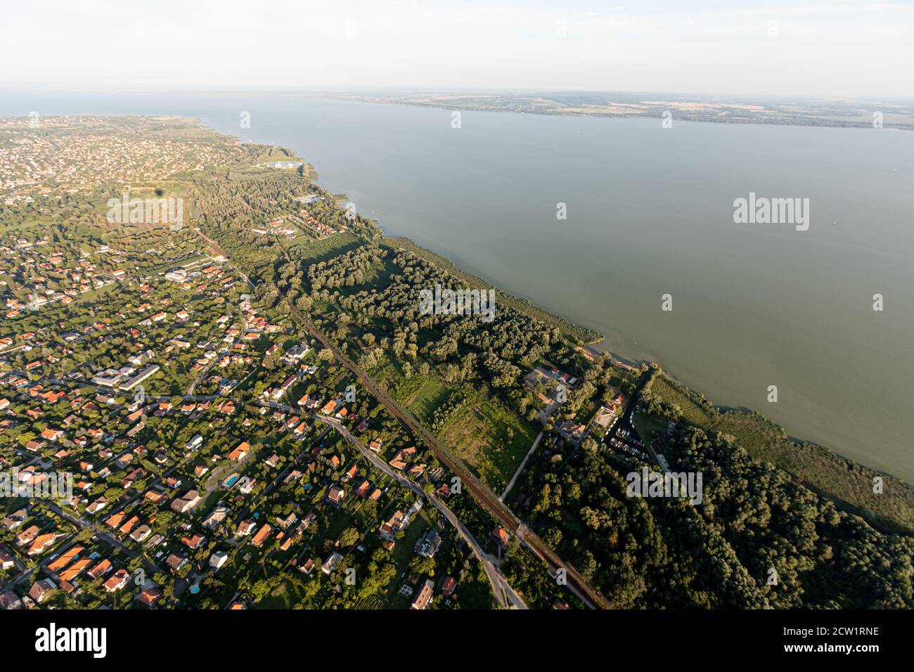 the lake balaton from above with white background Stock Photo - Alamy