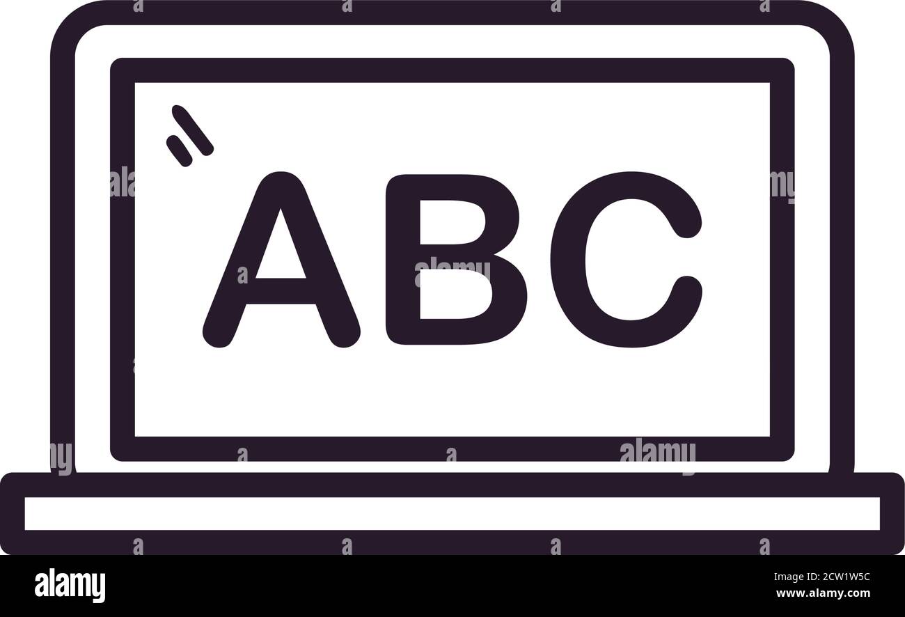 School abc laptop line style icon design, Education class lesson and ...
