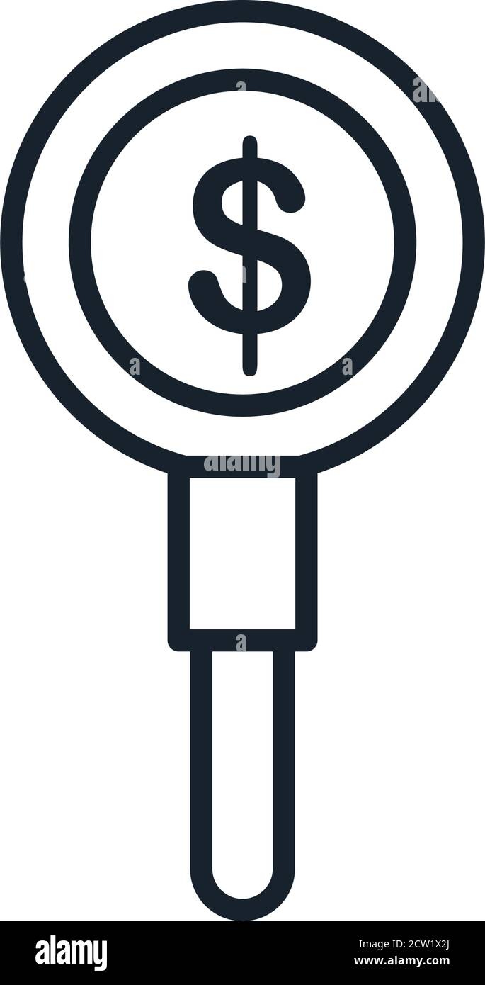 dollar in lupe line style icon design, search tool and magnifying glass ...