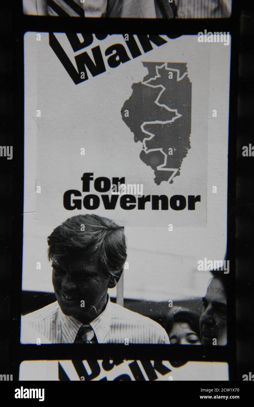Fine 1970 vintage black and white of Dan Walker running for Governor of ...