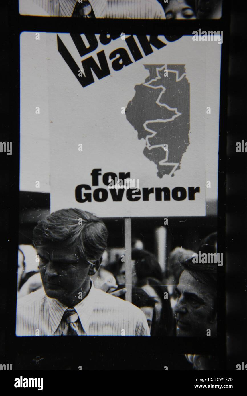 Fine 1970 vintage black and white of Dan Walker running for Governor of ...