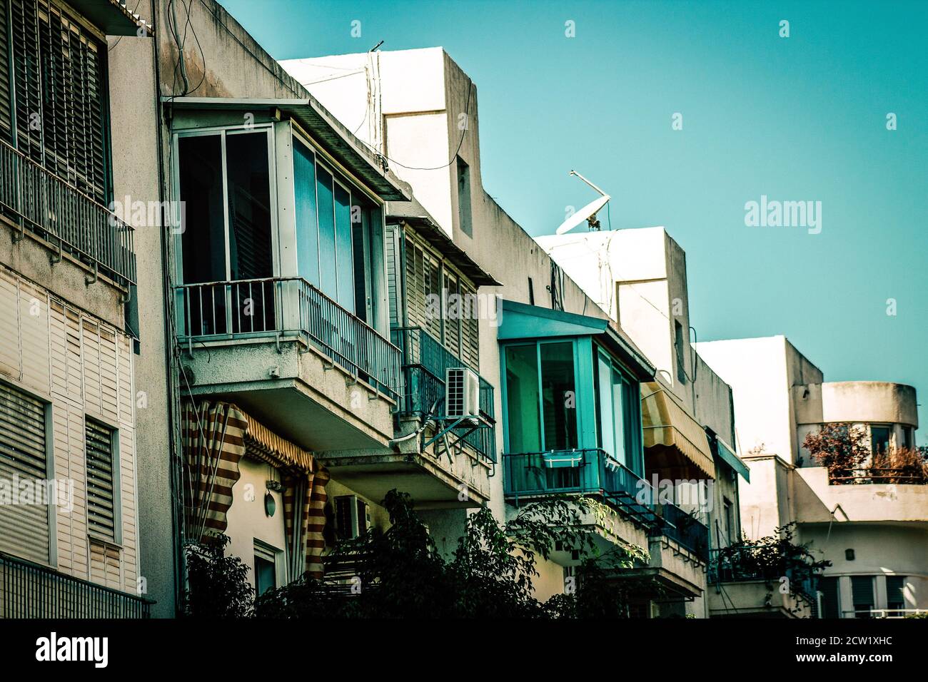 View of the facade of a modern building in the streets of Tel Aviv in ...