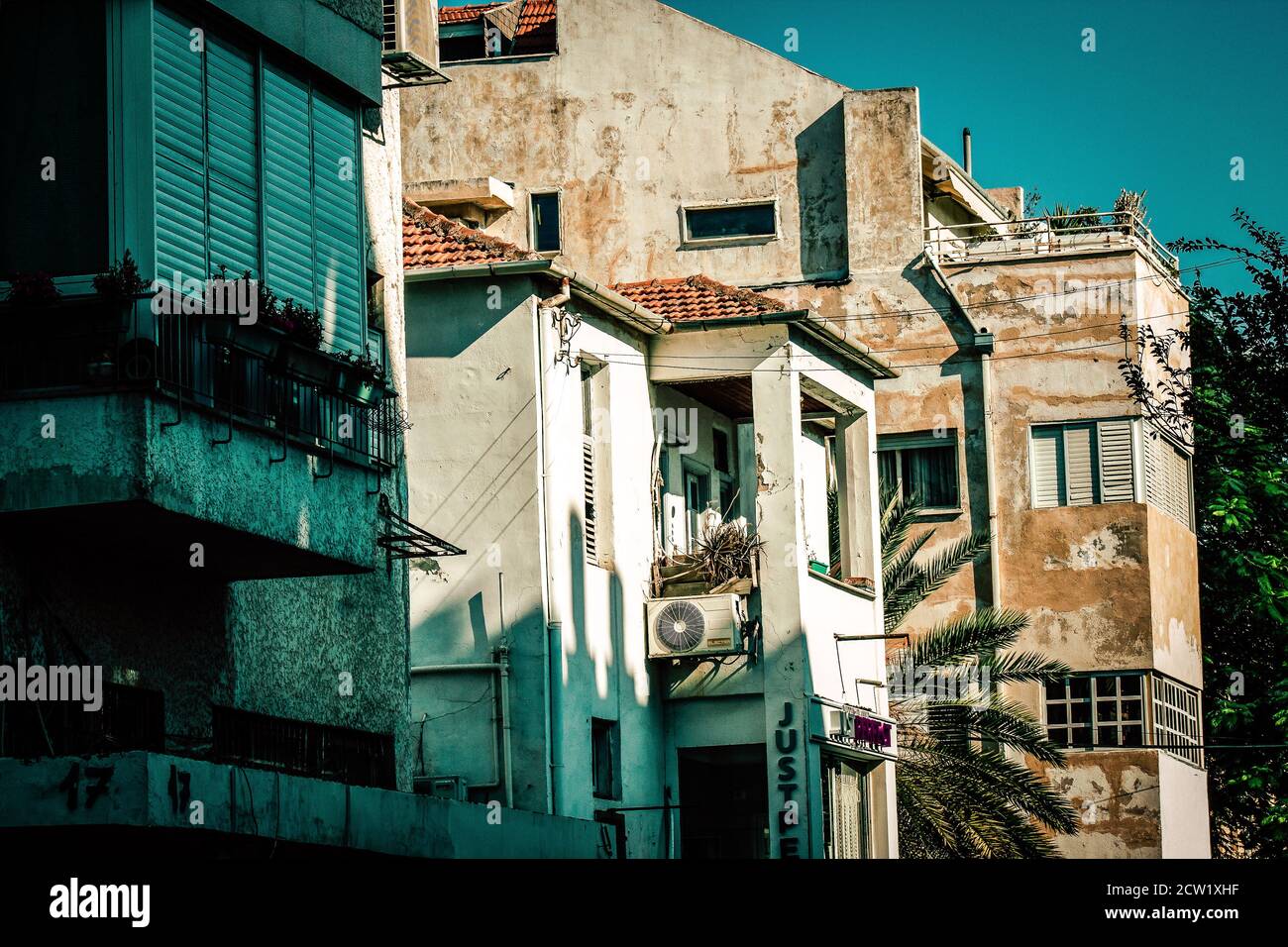 View of the facade of a modern building in the streets of Tel Aviv in ...