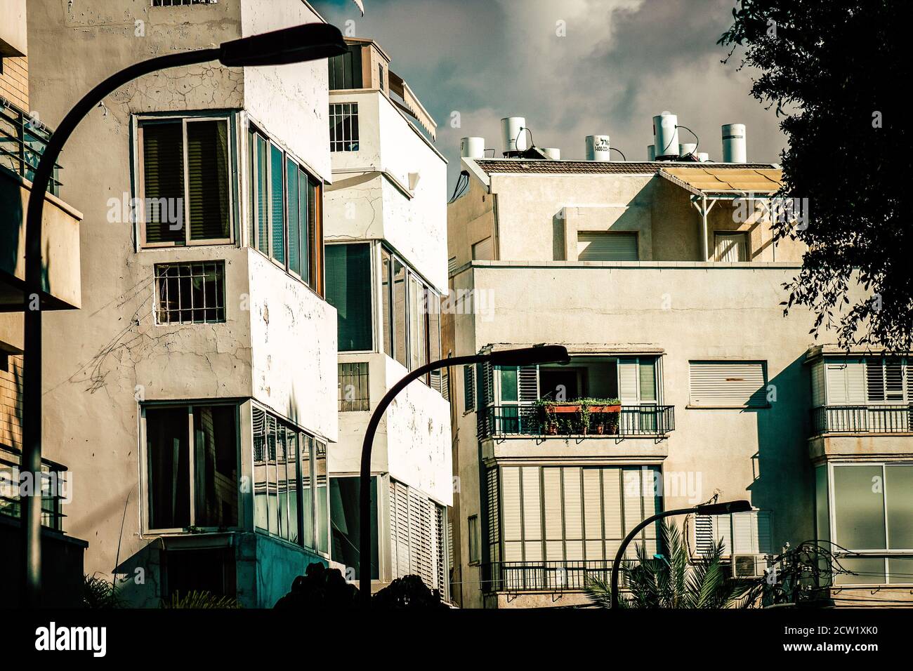 View of the facade of a modern building in the streets of Tel Aviv in ...