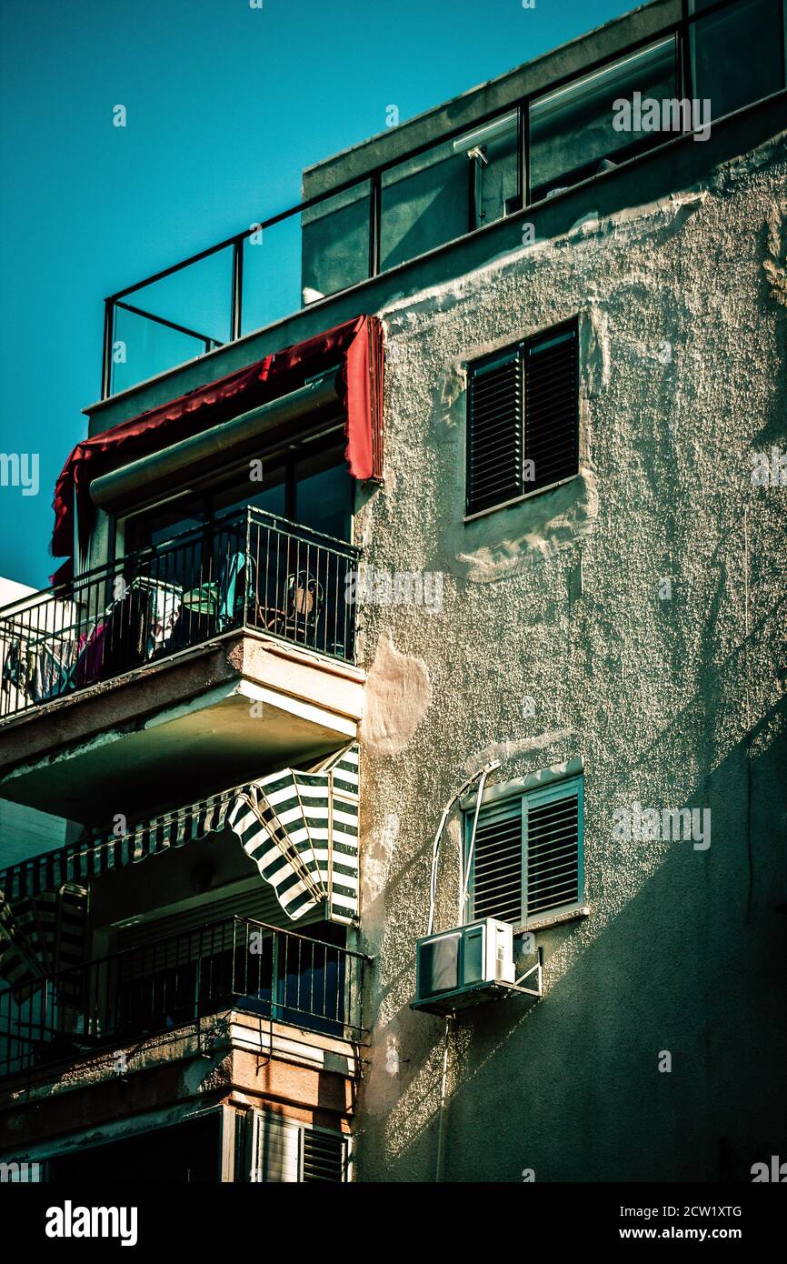 View of the facade of a modern building in the streets of Tel Aviv in ...