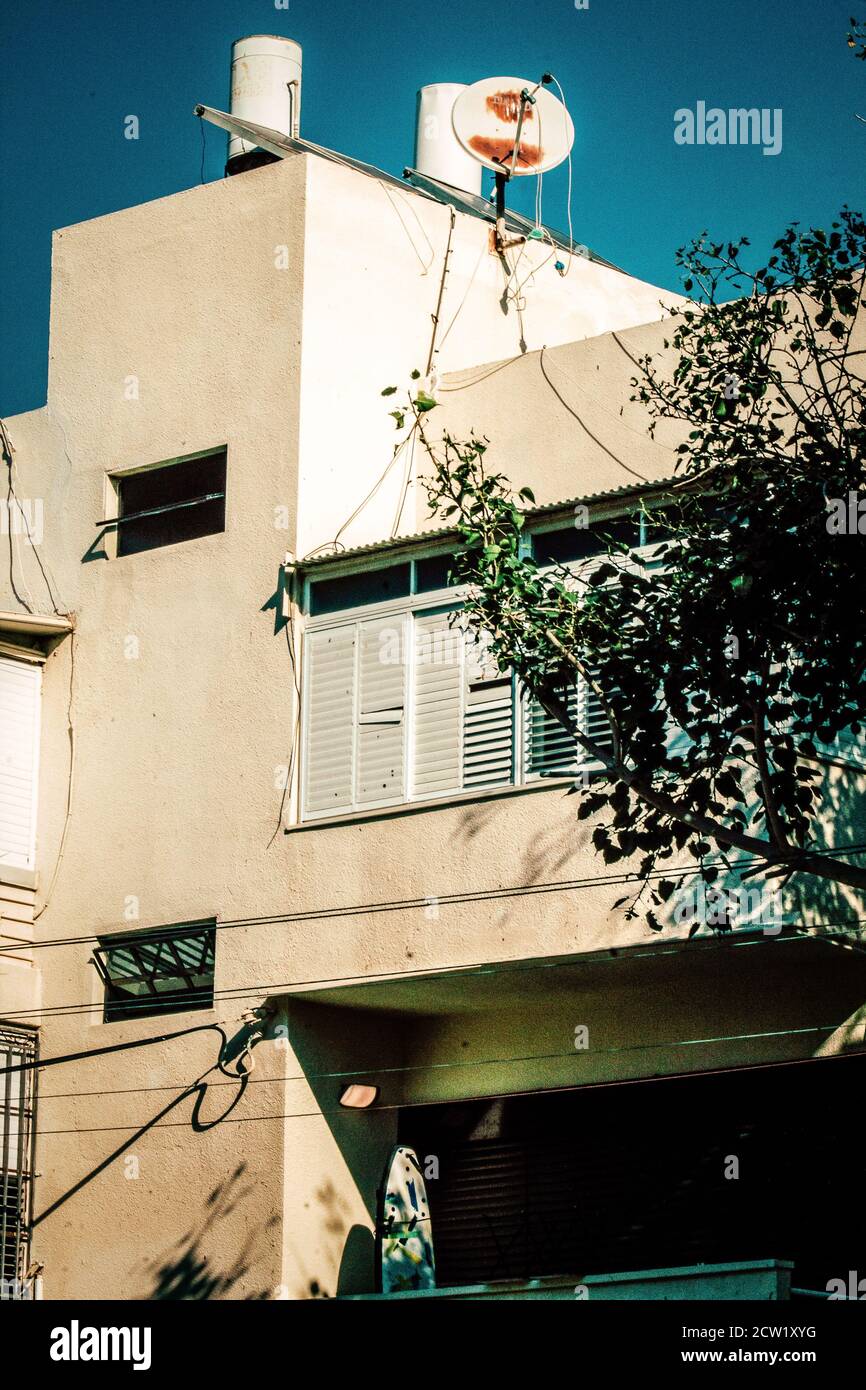 View of the facade of a modern building in the streets of Tel Aviv in ...