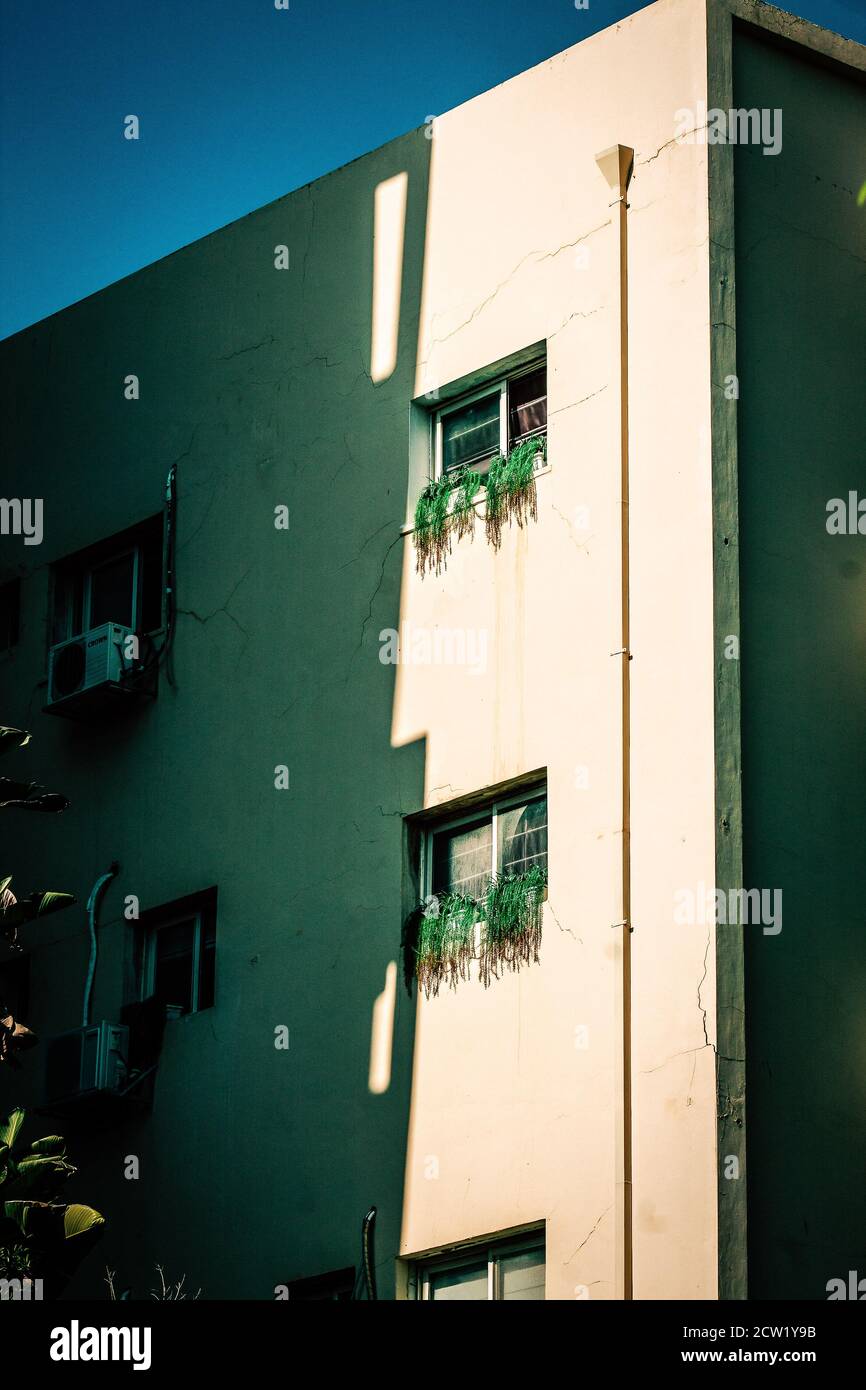 View of the facade of a modern building in the streets of Tel Aviv in ...