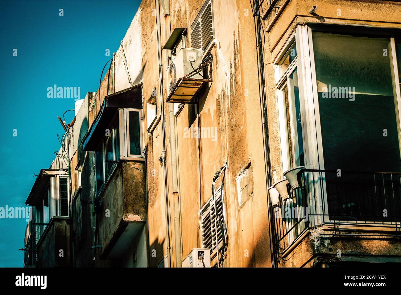 View of the facade of a modern building in the streets of Tel Aviv in ...