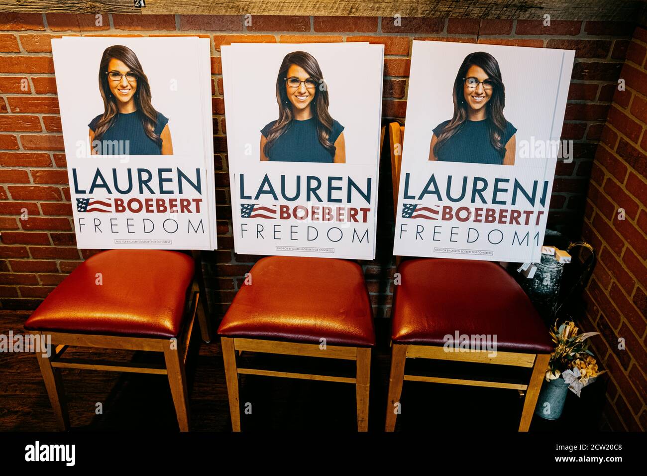 Lauren Boebert campaign posters at Order's Up restaruant in Rifle ...