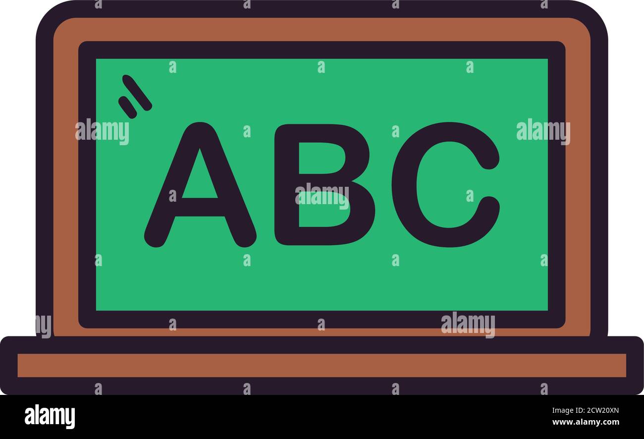 School abc laptop line and fill style icon design, Education class ...