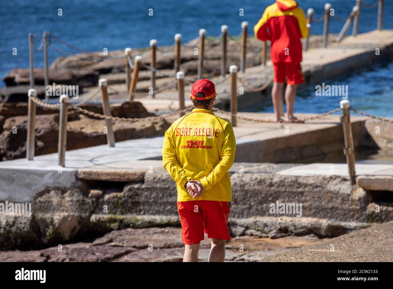 Australian surf rescue lifeguards on Avalon beach in Sydney undertaking ...