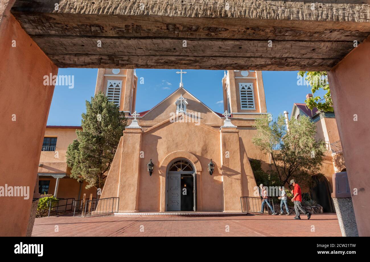 Albuquerque USA September 17 201S; People walk by San Felipe de Neri ...