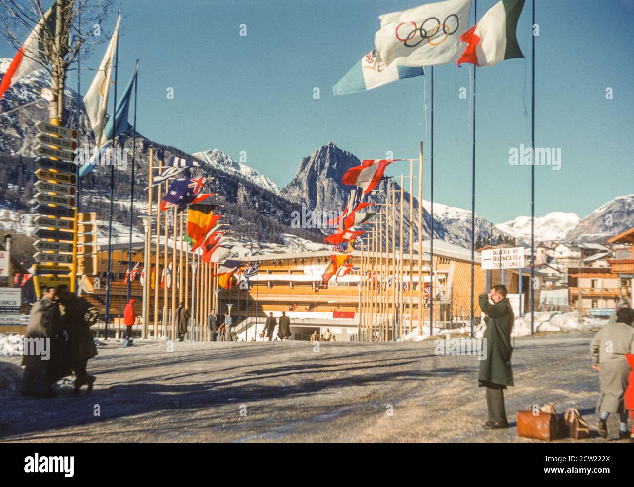 Cortina d'Ampezzo, Italy. Winter Olympics, February 1956 Stock Photo ...