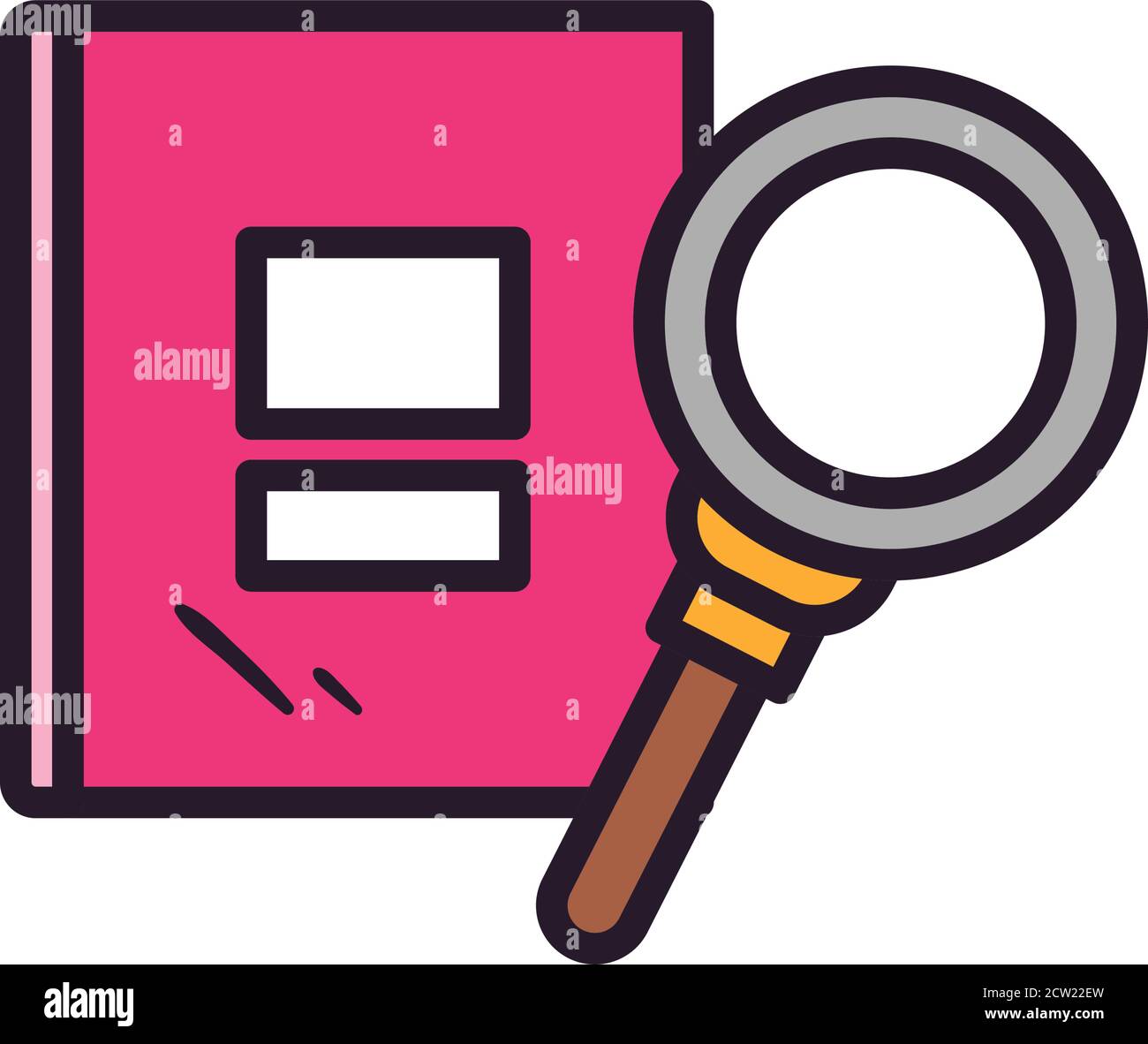 book with lupe line and fill style icon design, Education literature ...