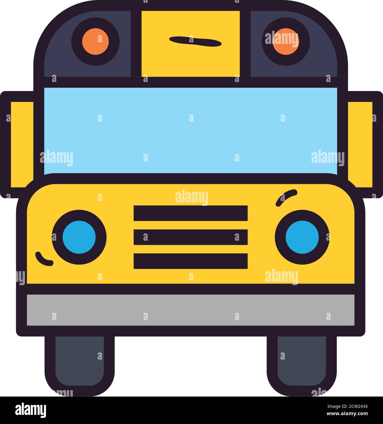 School bus line and fill style icon design, Education class lesson and ...