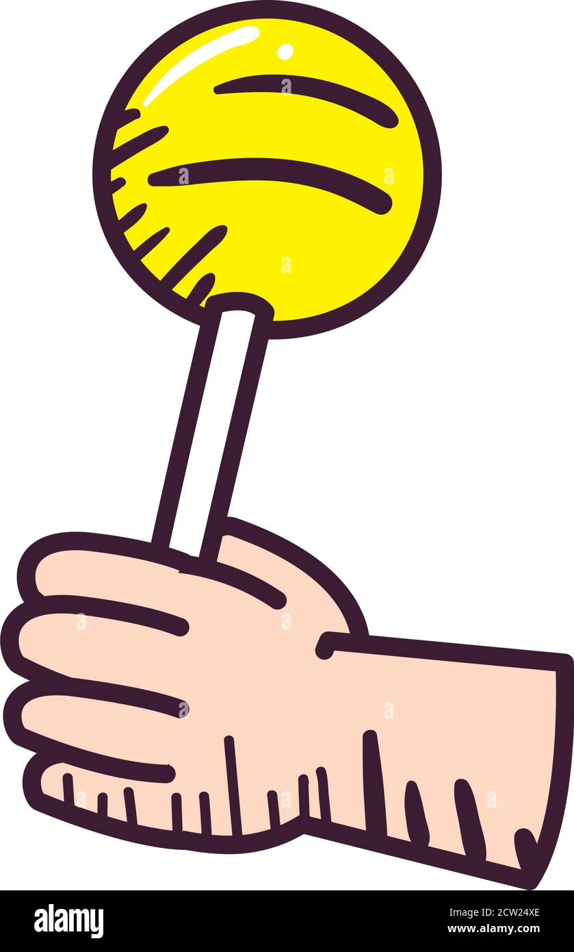 pop art hand holding sweet candy line and fill style icon design, Sugar ...