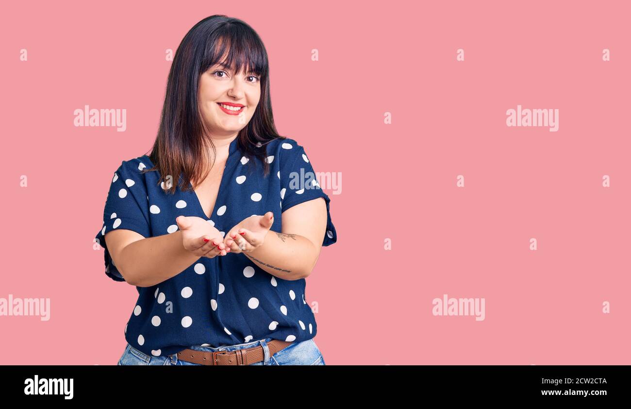 Fat woman showing hand palms hi-res stock photography and images - Alamy
