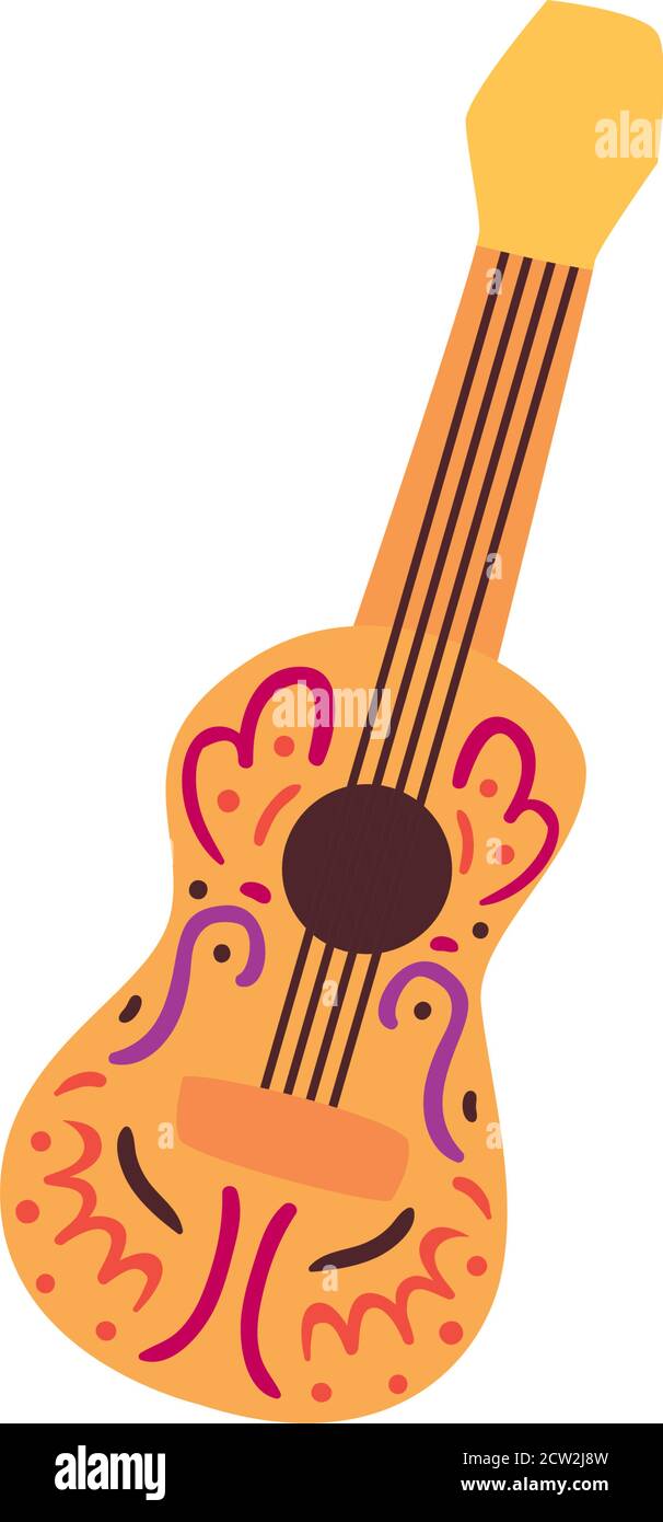Mexican guitar free form style icon design, Mexico culture theme Vector ...