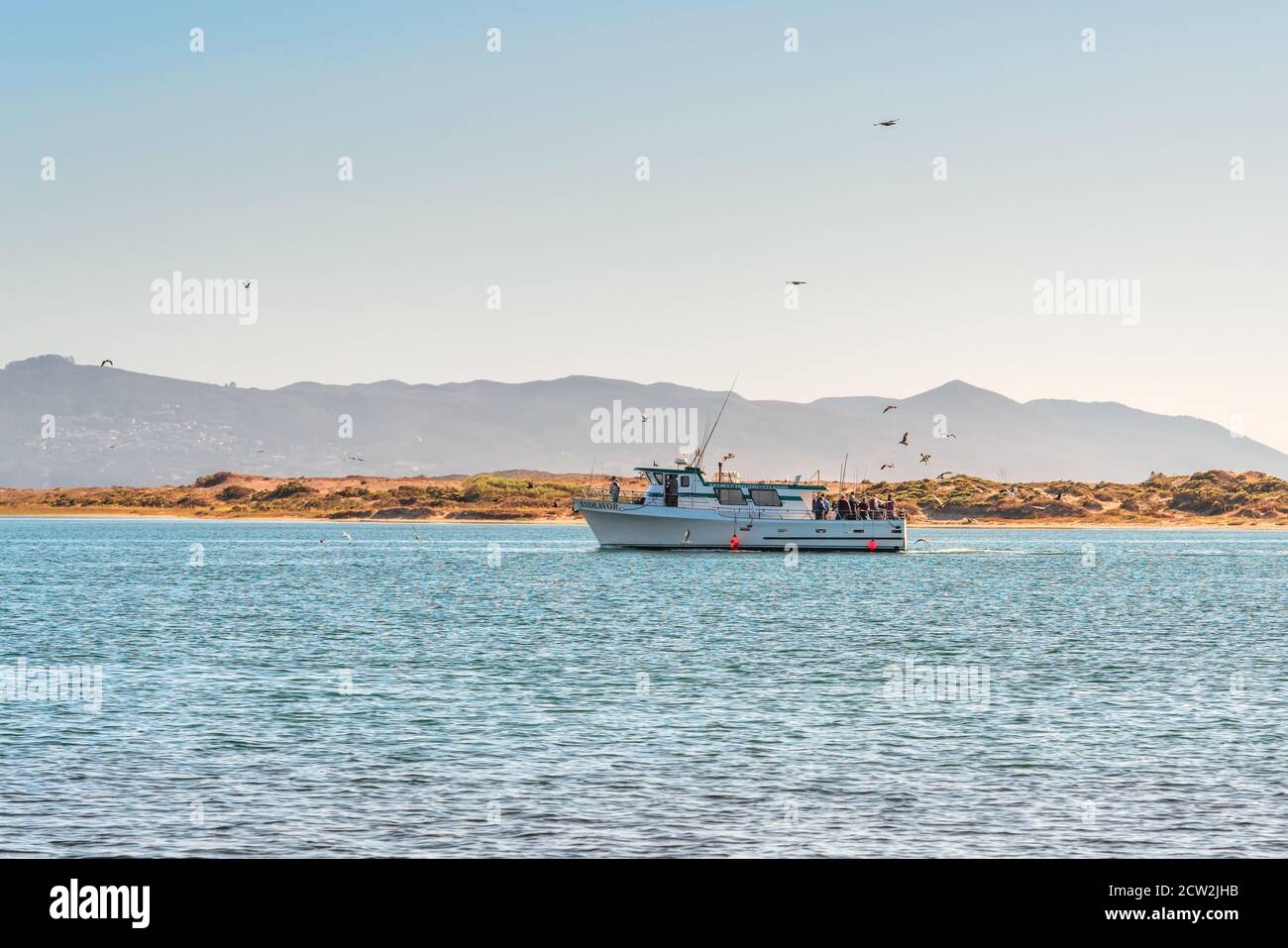 Morro Bay, California/USA-September 23, 2020 Fishing boat in Morro Bay ...