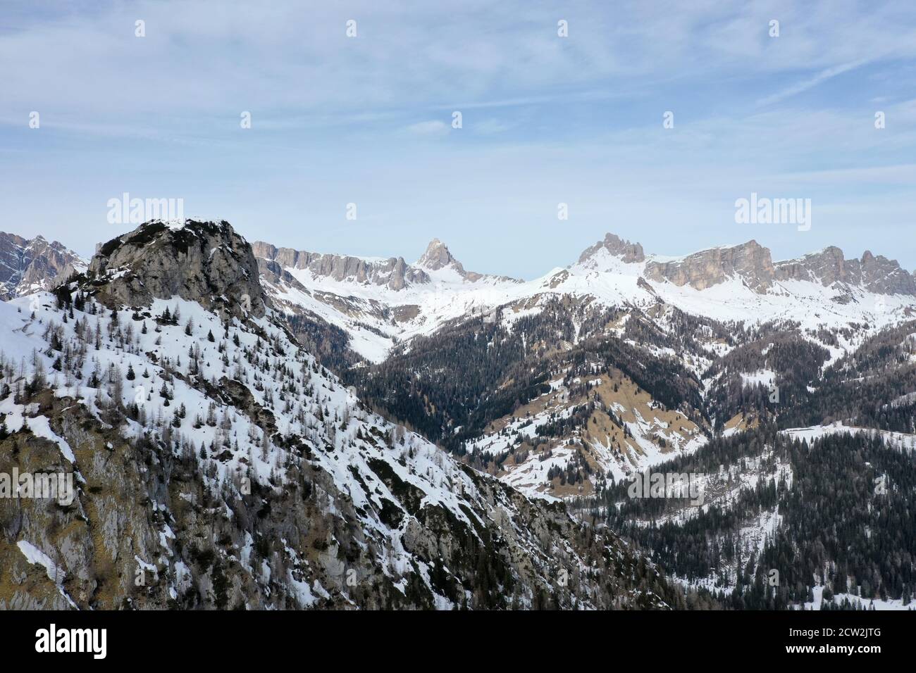 aerial snow covered mountain peaks in alps at winter Stock Photo - Alamy