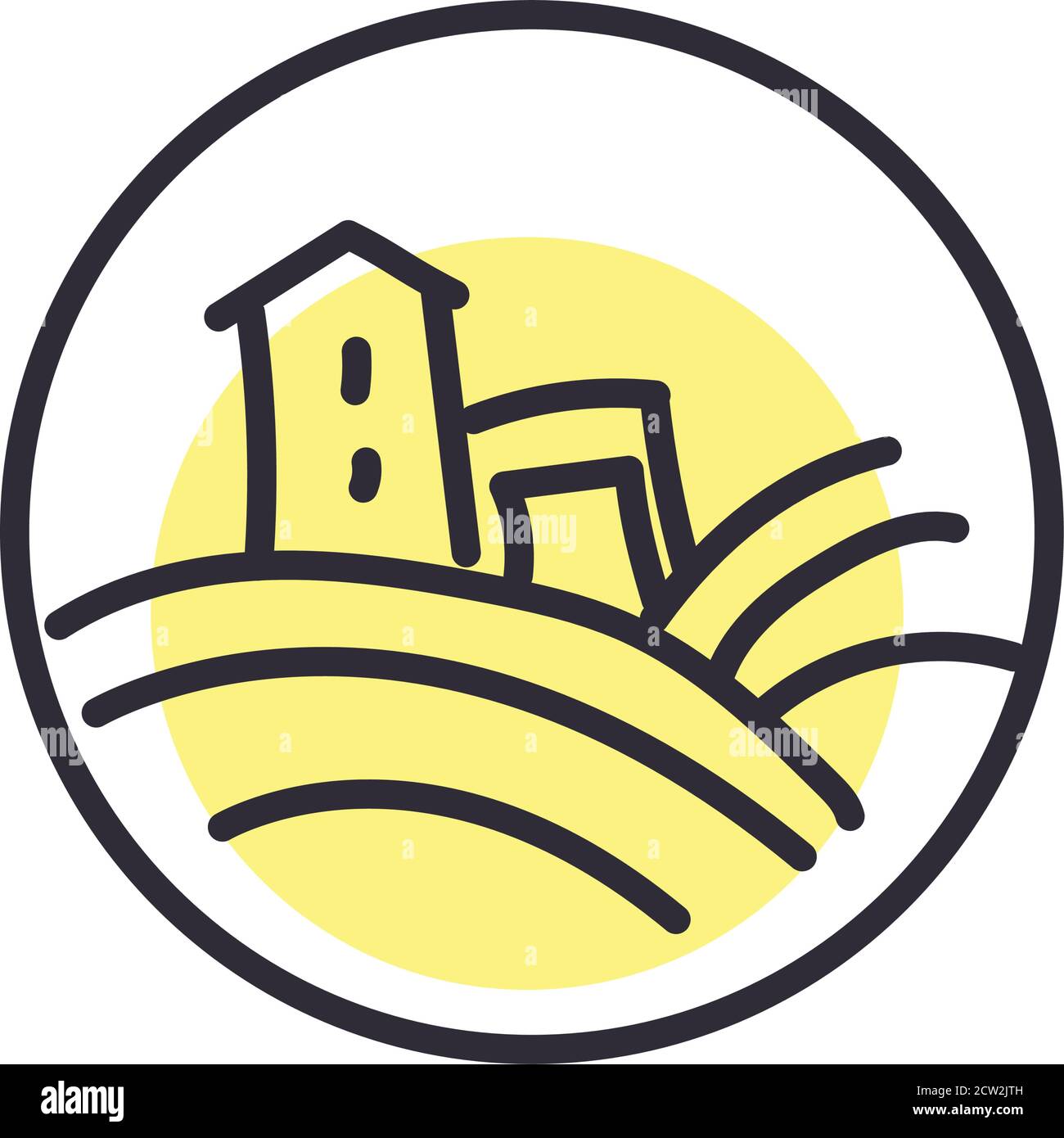 farm house line and fill style icon design, agronomy lifestyle ...