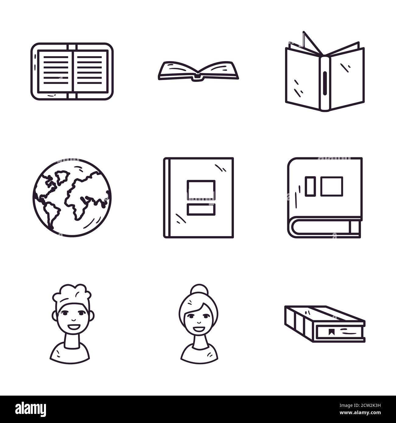 School line style icon set design, Education class lesson and knowledge ...