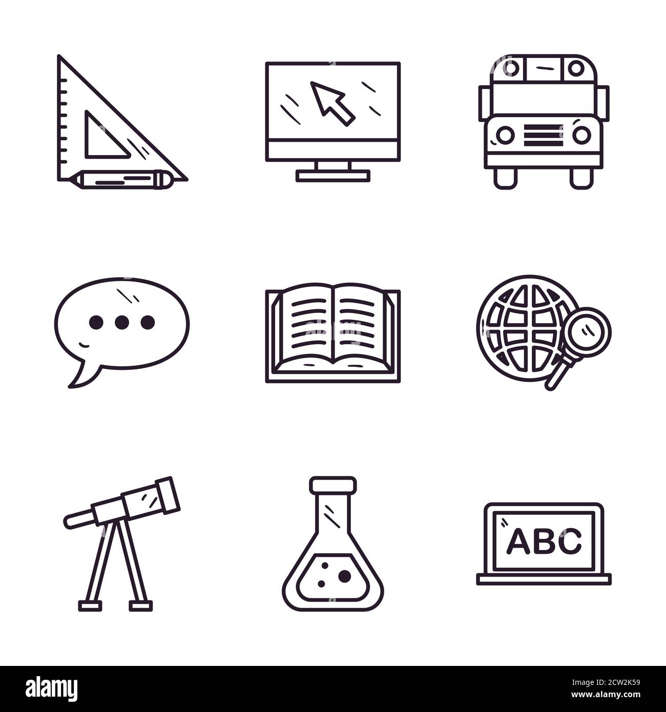 School line style icons collection design, Education class lesson and ...