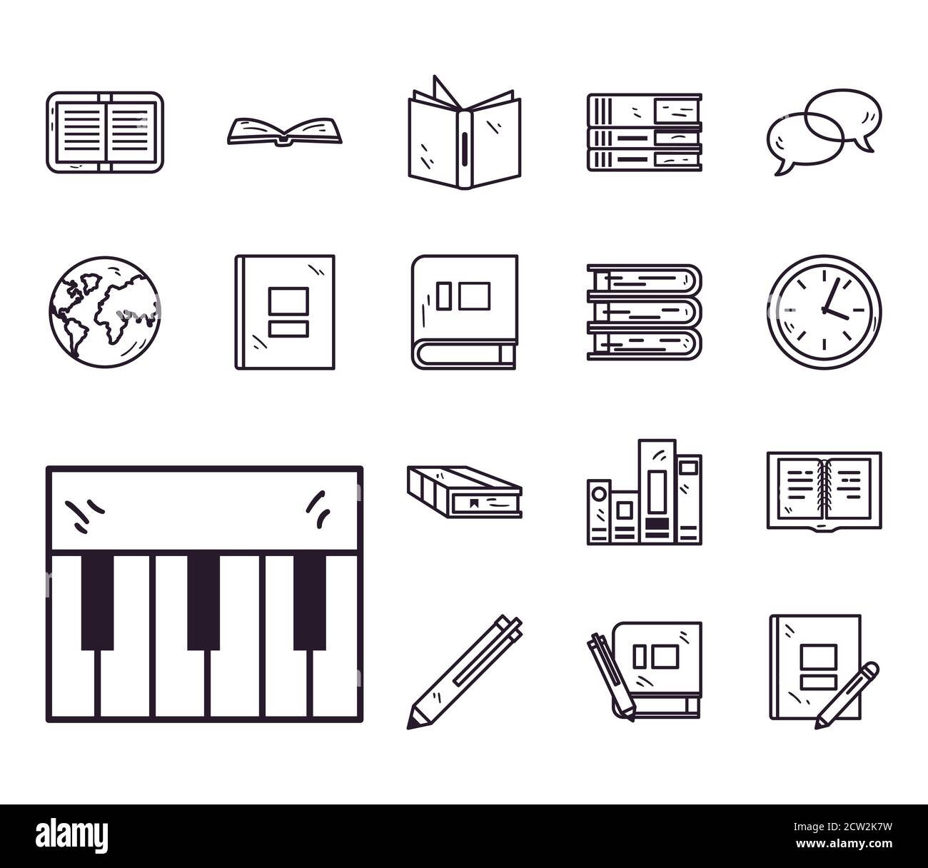 School line style set of icons design, Education class lesson and ...