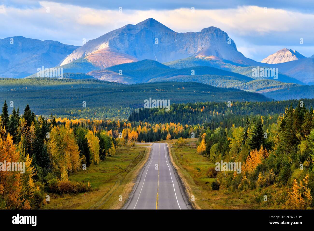 Highway to the mountains rural Alberta Canada Stock Photo - Alamy