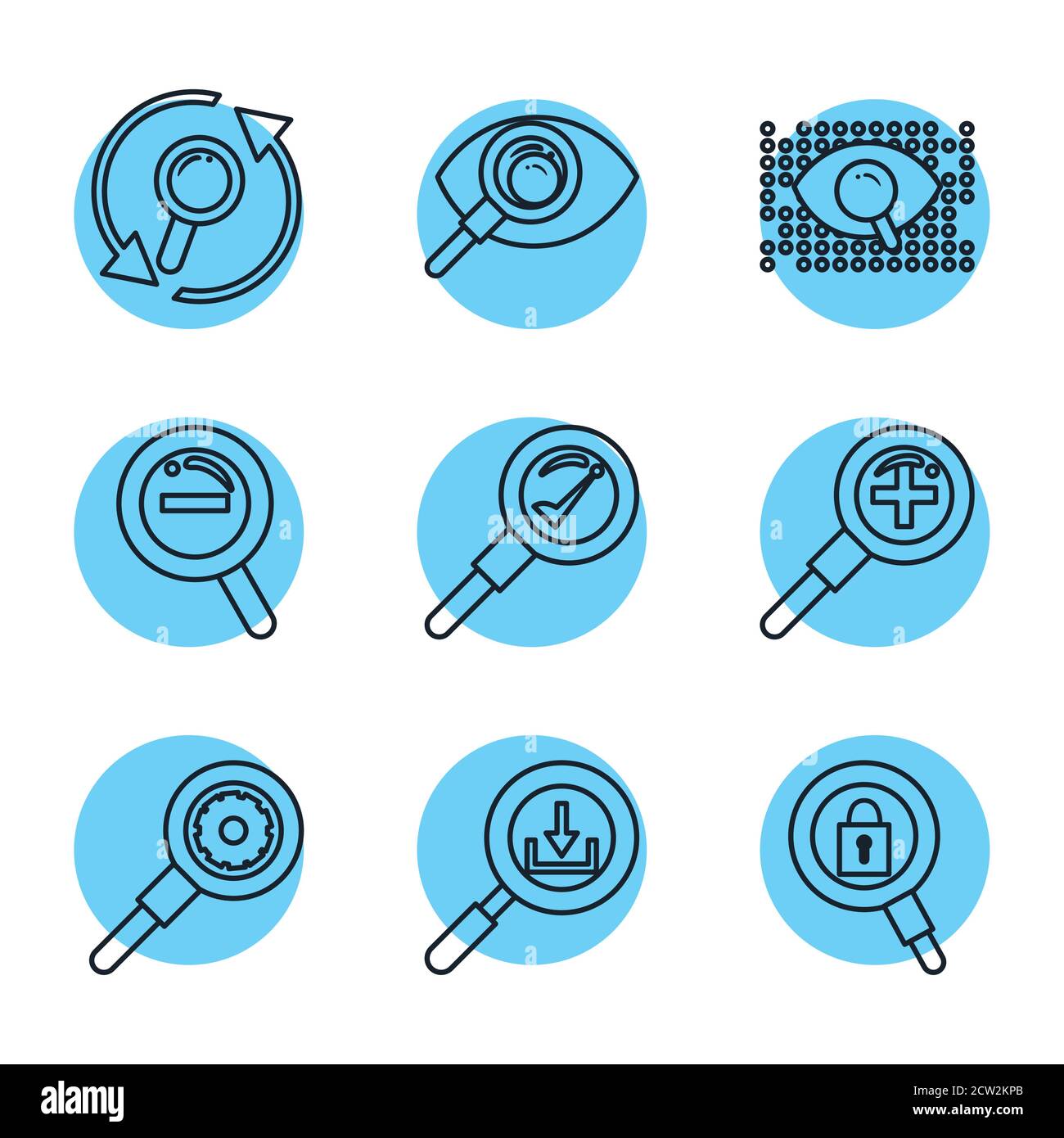 seach line style icons collection design, lupe tool and magnifying ...