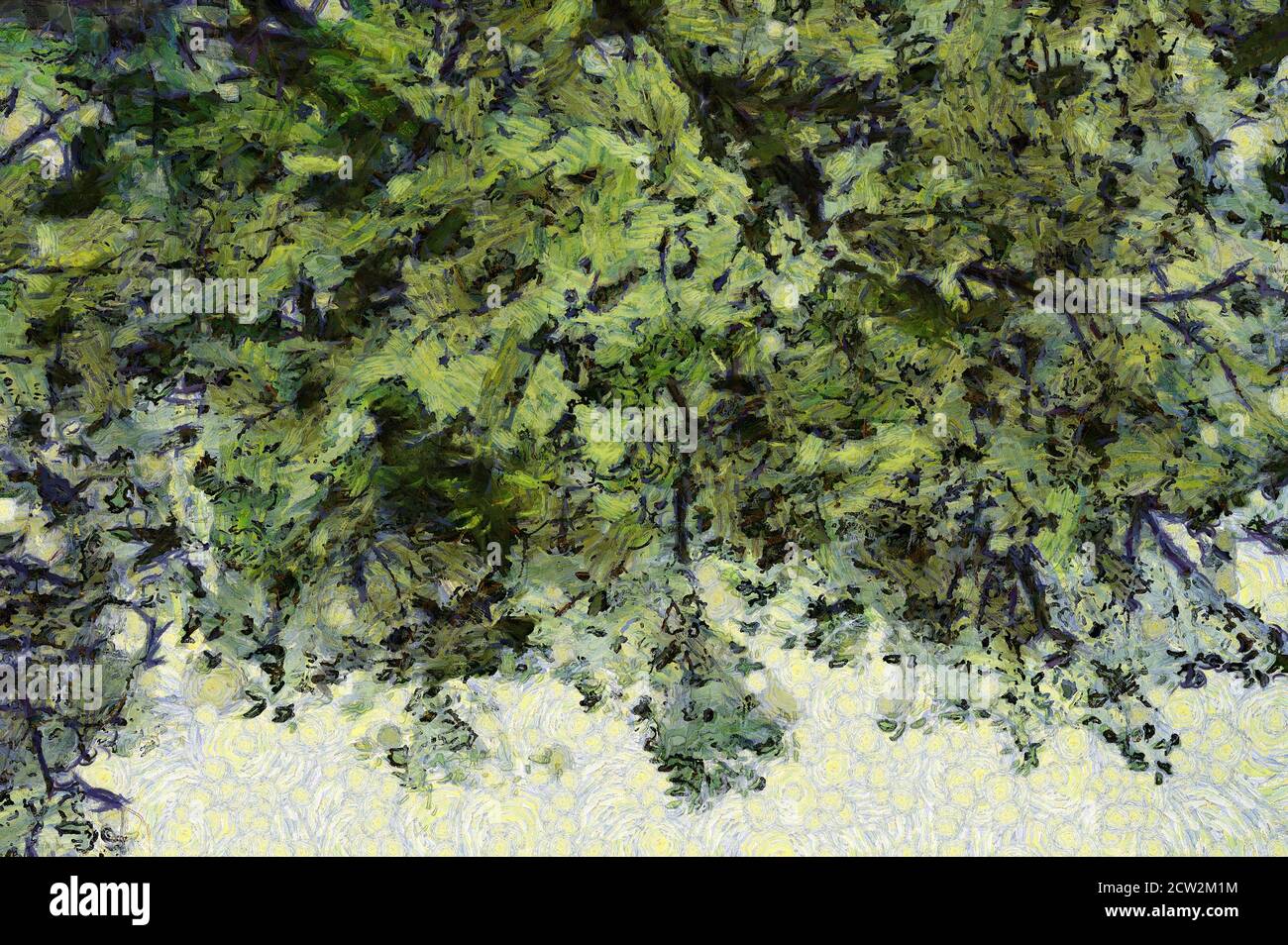 Trees and branches Illustrations creates an impressionist style of ...