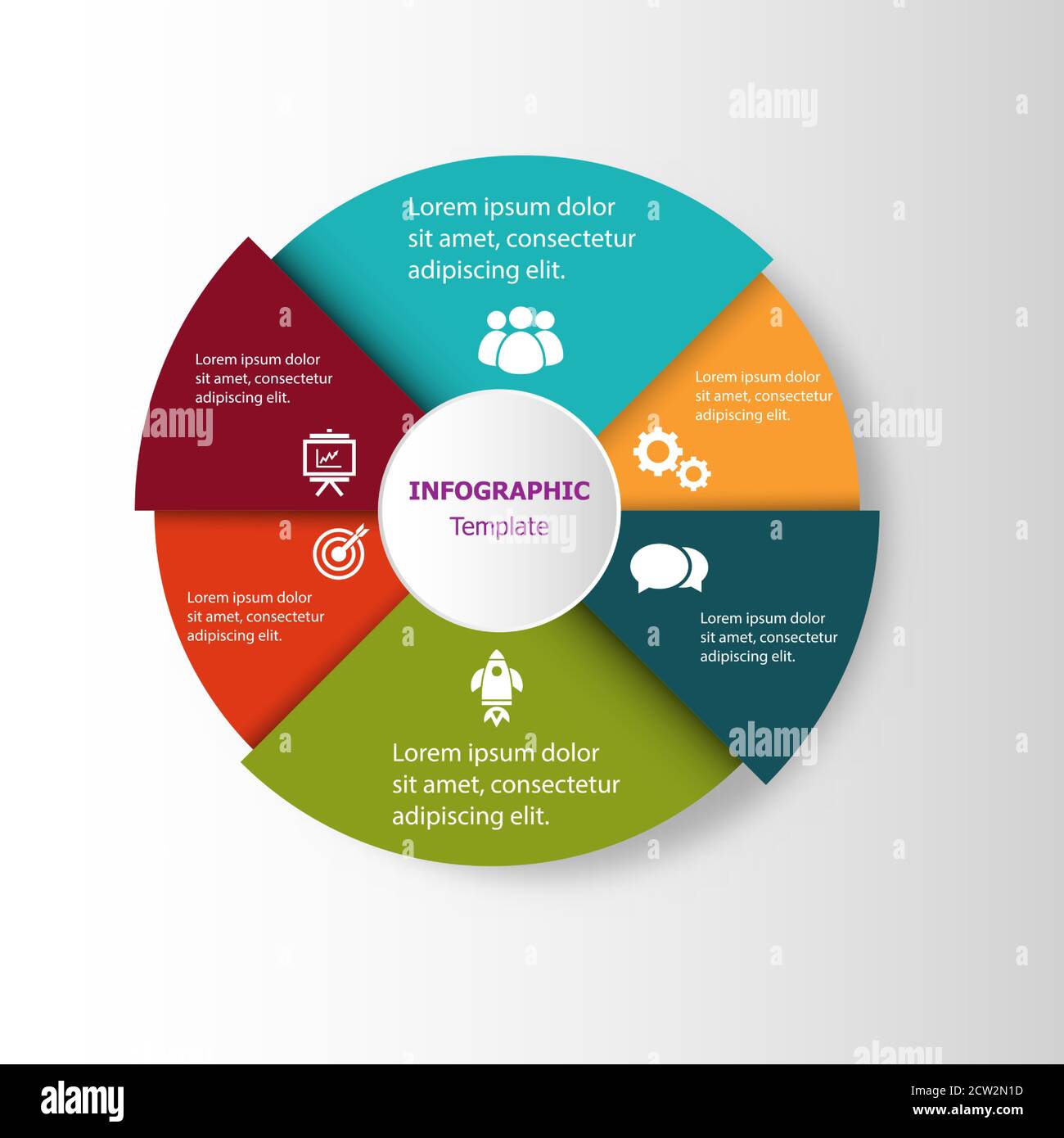 Infographic circular design template with 6 steps, stock vector Stock ...