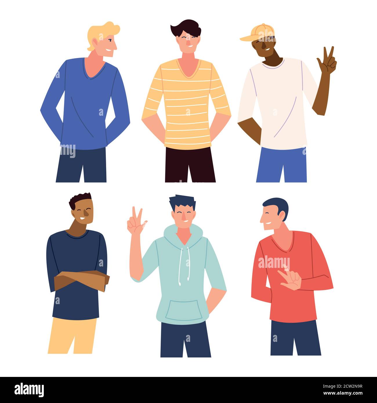 set of men cartoons design, Man boy male person and people theme Vector ...
