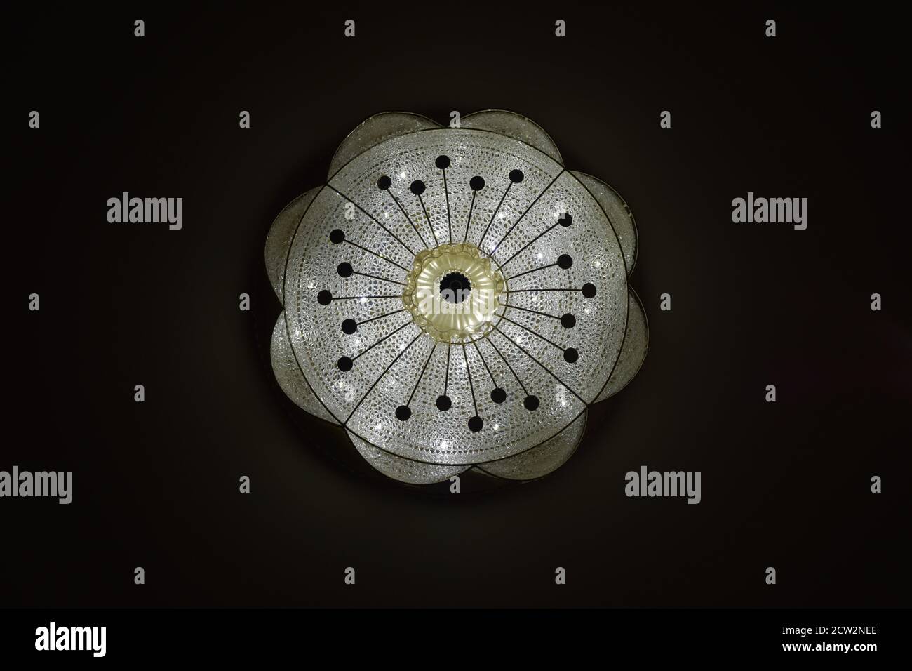 Round drop ceiling with lamps / lighting fixtures. Modern interior ...