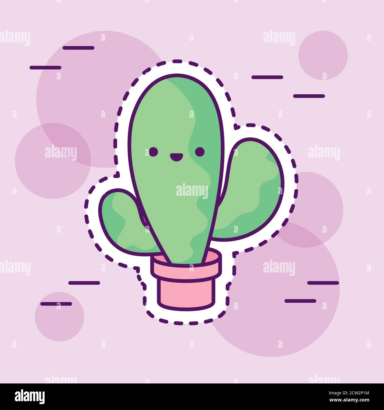 cactus tropical in pot plant, patch style vector illustration design ...