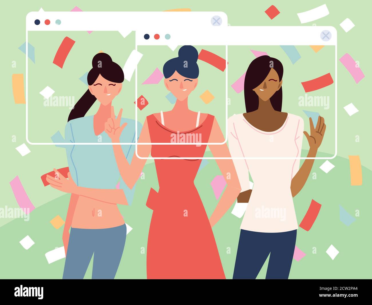 Online party women in Stock Vector Images - Alamy