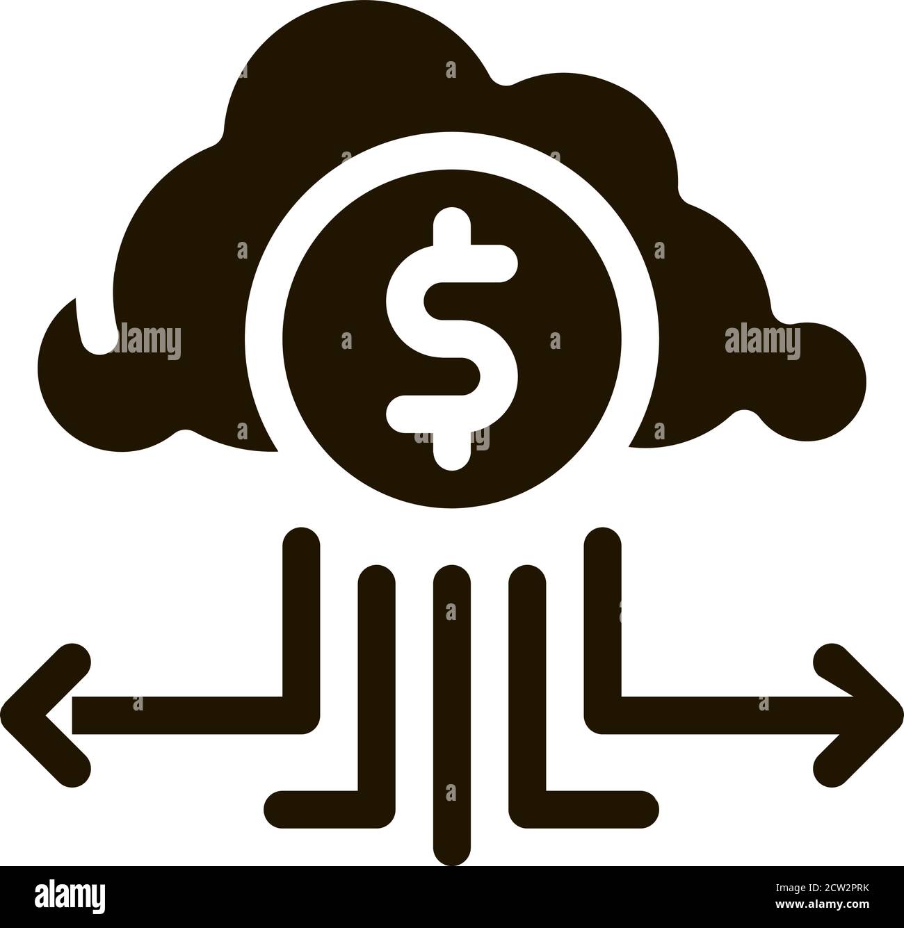 Charge Money Through Cloud Storage Icon Vector Glyph Illustration Stock ...