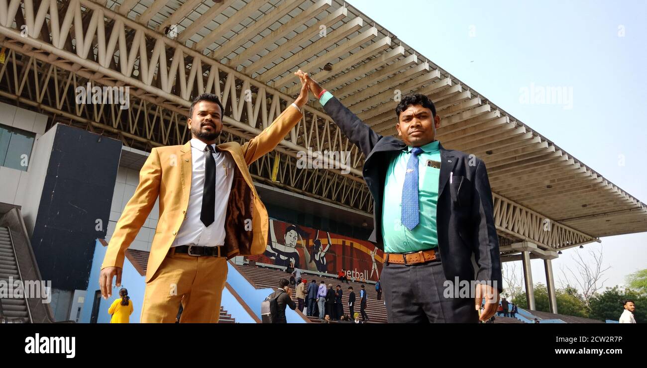 CITY DELHI, INDIA - JANUARY 25, 2020: Two Indian professional man ...