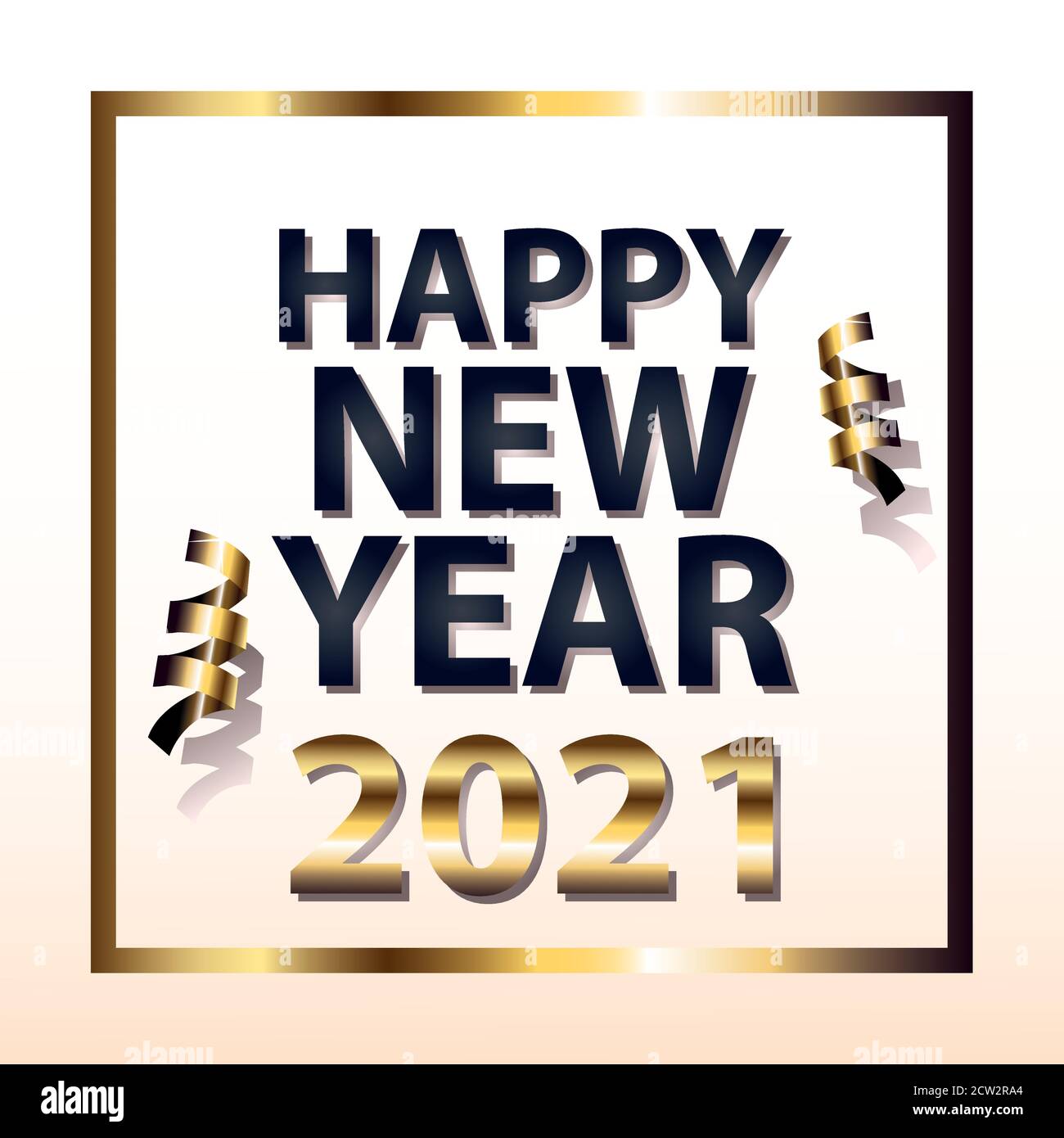 2021 Happy new year with confetti in frame gold style design, Welcome ...