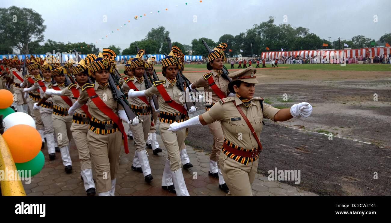 CITY KATNI, INDIA - AUGUST 15, 2019: Indian Home guard officers doing ...