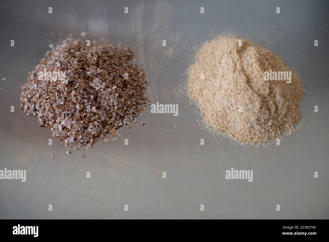 contrast of fine and coarse wheat bran Stock Photo - Alamy