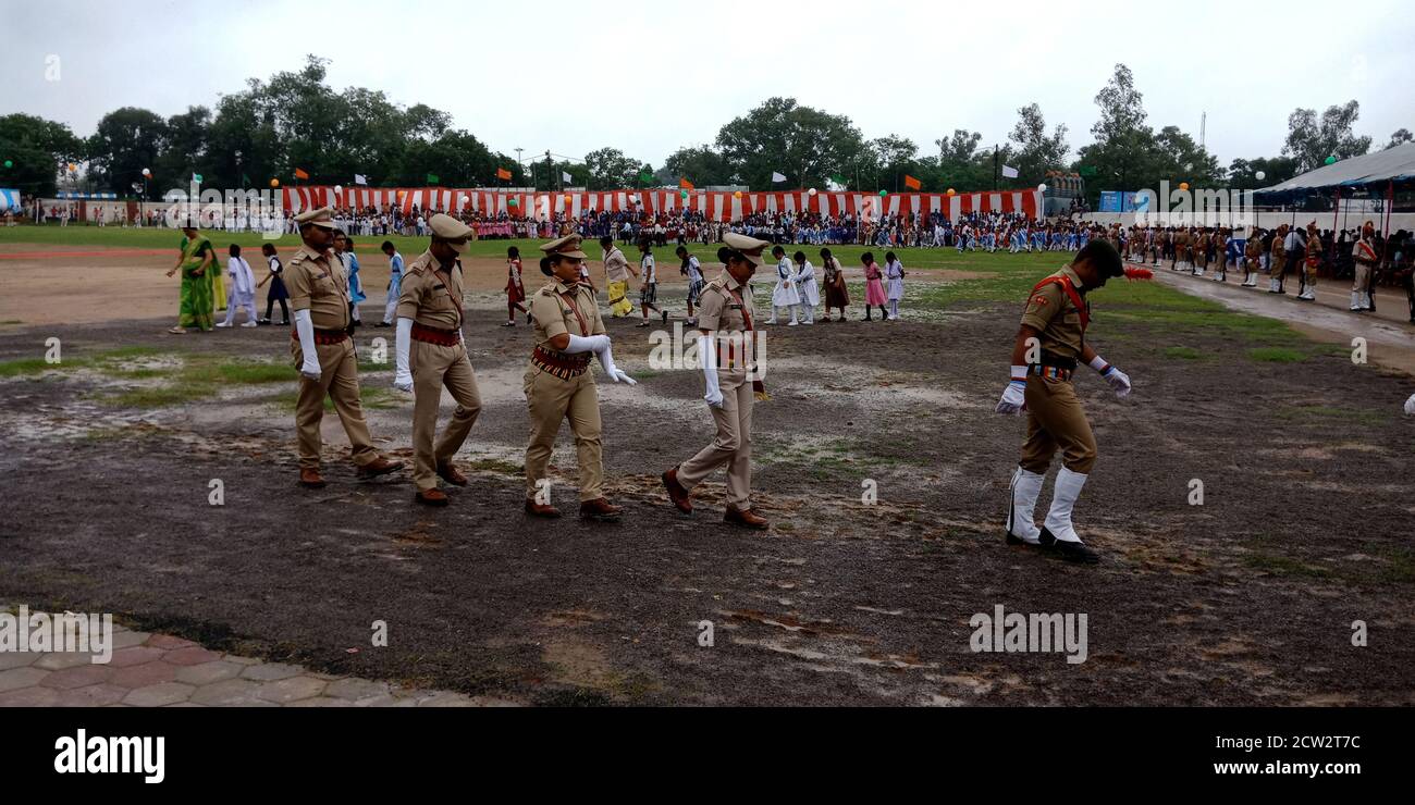 CITY KATNI, INDIA - AUGUST 15, 2019: Indian Home guard officers doing ...