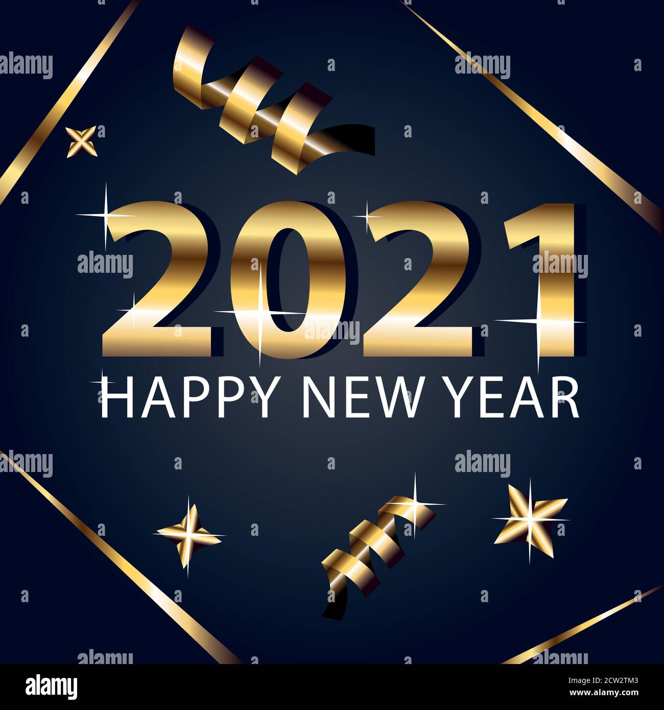 2021 Happy new year and confetti gold style design, Welcome celebrate ...